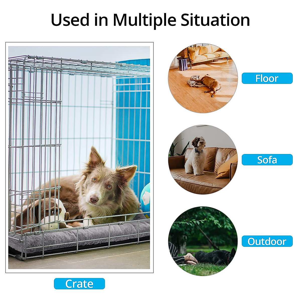 Dog Beds Crate Pad for Small Dogs Fit Metal Dog Crates,Ultra Soft Dog Crate Bed Washable & Anti-Slip Kennel Pad,Cat Bed Pad Mat,Gray 24inch