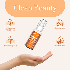 Clear Beauty Vitamin C and Collagen Face Serum - Reduce Dark Spots & Wrinkles, Moisturizing, Anti-aging & Brightening Facial Serum - Cruelty Free Korean Skin Care For All Skin Types