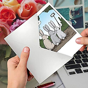NobleWorks - 1 Humor Birthday Card with Envelope - Funny Cartoons for Birthday Greetings, Celebration Notecard - Bunny Selfies C2750BDG