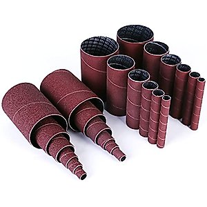 LotFancy Spindle Sander Sleeves, 24PCS Sanding Sleeves for Oscillating Sander, 60 80 120 240 Assorted Grit Sandpaper, 4-1/2” Length, 1/2”, 3/4”, 1”, 1-1/2”, 2”, 3” Diameter