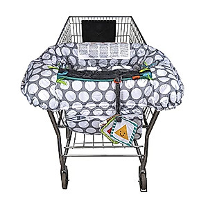Boppy Preferred Shopping Cart and High Chair Cover with Storage Pouch, Gray Jumbo Dots with Changeable SlideLine Toy, Plush Minky Seat, 2-point Safety Belt, Wipeable and Machine Washable, 6-48 months