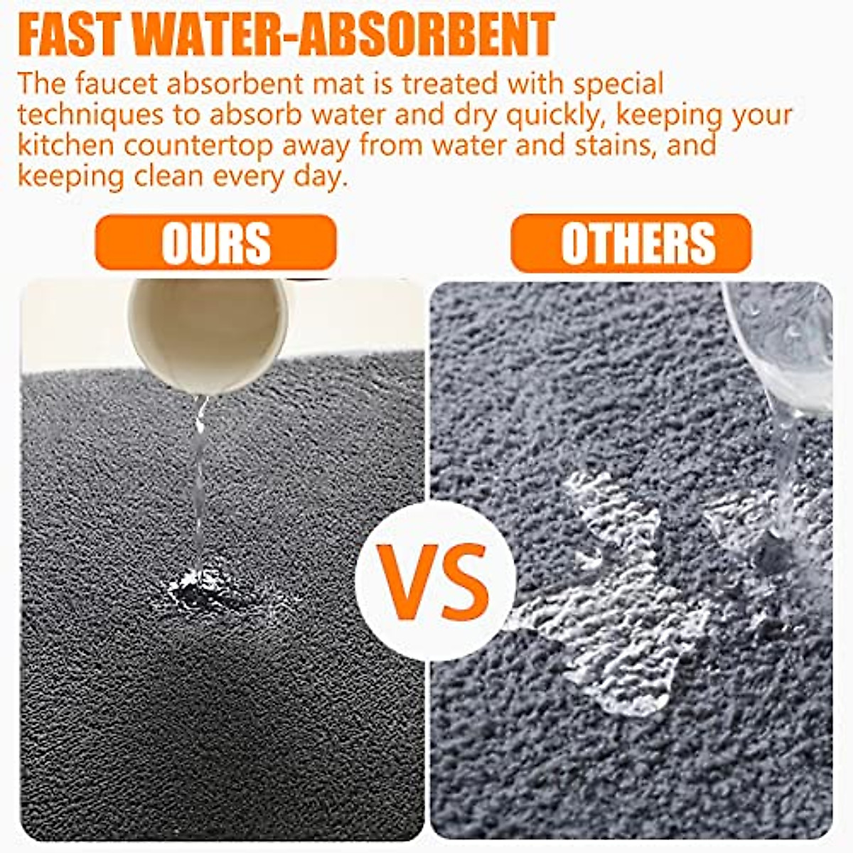 Faucet Absorbent Mat - 24 inch Microfiber Drip Catcher Kitchen Sink Splash Guard Quick Drying Sink Mats For Kitchen Sink, Bathroom, Counter Top, Farmhouse