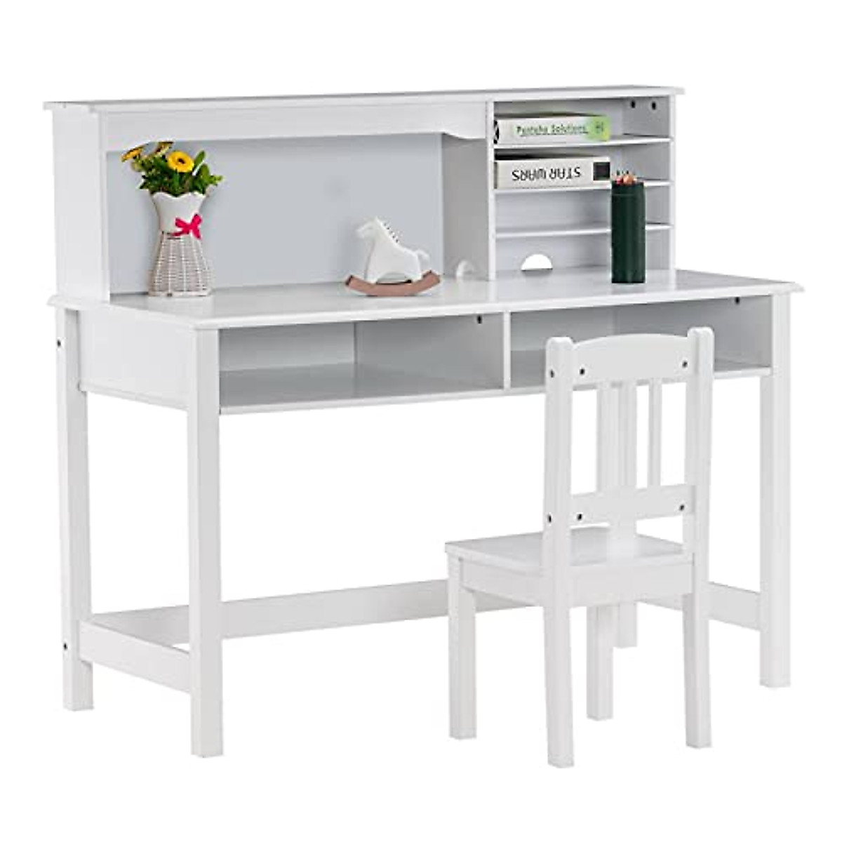 NC Painted Student Table and Chair Set A, White, 5-Layer Desktop, Multifunctional (1106066cm)