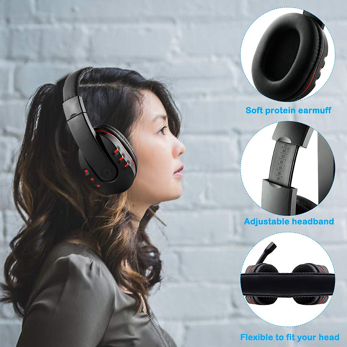 SourceTon 3.5mm Noise Isolating Over Ear Headphone with Mic and Volume Control Compatible with Laptop, PC, Xbox One Controller, Bonus with Extra 3.5mm Adapter