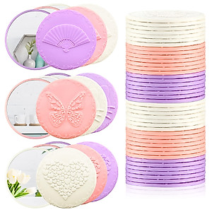 Yulejo 50 Pcs Compact Mirror Bulk Portable Travel Makeup Mirror Colorful Small Pocket Mirror for Women Girls Travel Daily Use,24 Styles, Purple, Pink, White