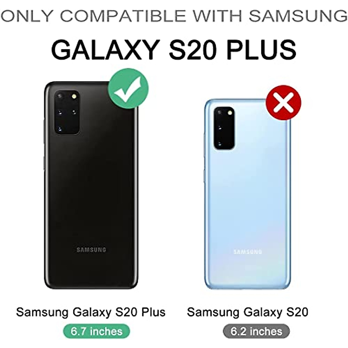 Dexnor for Samsung Galaxy S20+ Plus 5G Case, [Built in Screen Protector and Kickstand] Heavy Duty Military Grade Protection Shockproof Protective Cover, Black