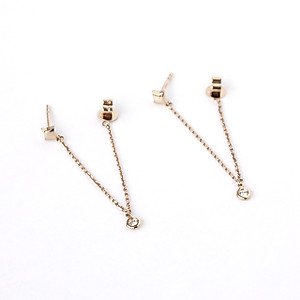 Zen Diamond 14K Rose Gold Dangle Earring - 0.05 Carat Dainty Diamond Earrings (G-SI) - Birthday, Valentine's day, Mother's day gifts for women - 14k real gold earrings with Jewelry Box