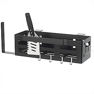 Griddle Caddy for Blackstone 28"/36"/17"/22" Griddles, BBQ Accessories Storage Box with Knife Holder & Paper Towel Holder, Grill Accessories Space Saving for Blackstone Griddle Accessories (Black 19)