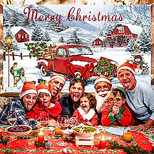 Christmas Red Truck Decoration Xmas Tree Farmhouse Rustic Backdrop Banner Red Car Snowflakes Photo Background for Merry Christmas Winter Holiday Party Home Decorations Supplies, 72.8 x 43.3 Inch