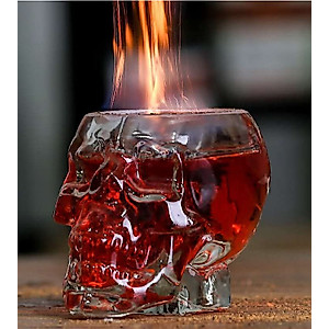 HOAZIACEHN Skull Shot Glasses 2PCS, Crystal Skeleton Cup Halloween Drinkware Supplies, Skull Shaped Clear Glass Cup For Halloween Party Bar (80ml)