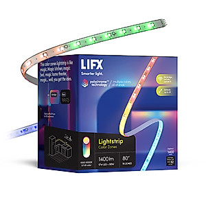 LIFX Lightstrip Color Zones, Wi-Fi Smart LED Light Strip, Full Color with Polychrome Technology™, No Bridge Required, Works with Alexa, Hey Google, HomeKit and Siri, 80" Kit
