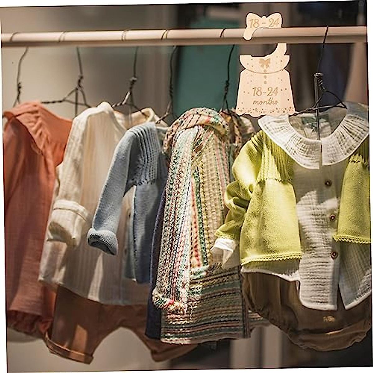 Cabilock 7pcs Closet Divider Kids Wooden Hangers Toddler Hangers Hangers Closet Dividers Baby Hangers Baby Closet Organizer Wood Clothes Rail Wardrobe Baby Hangers for Closet