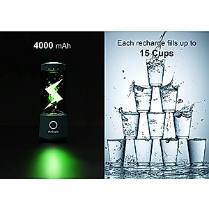 Portable Blender USB Rechargeable, Hotsch Personal Size Blender for Shakes and Smoothies, Strong Cutting Power with Six Blades, 13.5 Oz Mini Juicer Cup for Sports, Travel and Outdoors