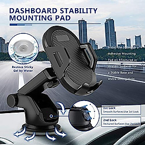 Cell Phone Holder for Car Phone Mount with Suction Cup x-auto 2-in-1,Ultra Stable Phone Stand Strong Grip Dashboard Windshield Air Vent,Upgraded Handsfree Universal,Compatible with All Smartphone