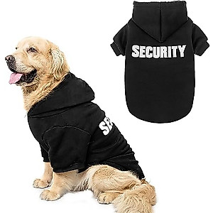 Dog Hoodie Pet Clothes - Security Printed Pet Sweaters with Hat Soft Cotton Coat Winter for Small Medium Large Dogs Cats
