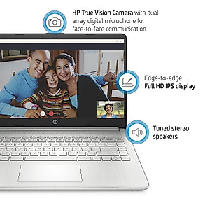 HP 2022 14" FHD IPS Display Laptop, AMD Ryzen 3-3250U, 8GB RAM, 256GB PCIe SSD, AMD Radeon Graphics, True Vision HD Camera, Wi-Fi 5 and Bluetooth, Windows 11 S, Silver, 32GB Snow Bell USB Card