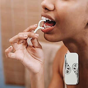 2pcs Portable Floss Dispenser Travel Floss Portable Cases, Automatic Dental Refillable Floss Stick Organizer for Cleaning Teeth and Oral Care