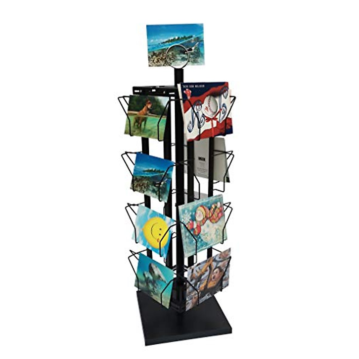 FixtureDisplays® Adjustable Greeting Card Rack 4x6"-7x5" Horizontal Vertical Post Card Display .Pocket Size: 4.5-9.9" Wide X 5.8" Tall, 16 Pockets 11602-BLK-NEW-NPF
