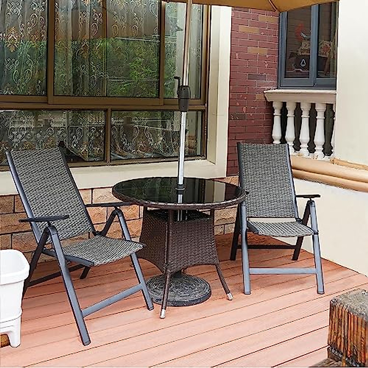 Homey Folding Patio Chairs, No Assemble Chair with Aluminum Frame Adjustable Backrest for Outdoor Camping, Porch, Balcony Portable Chairs, Set of 2 (Gray)