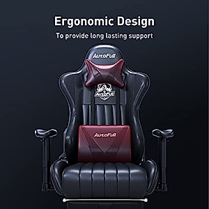 AutoFull C3 Gaming Chair Office Chair Ergonomic Computer Gaming Chair PU Leather with Headrest and Lumbar Support High Back Adjustable Racing Gaming Chair with Footrest(Black)