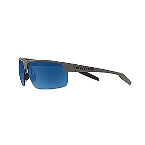 Native Eyewear Hardtop Ultra XP Rectangular Sunglasses, Granite/Blue Reflex Polarized, 71 mm