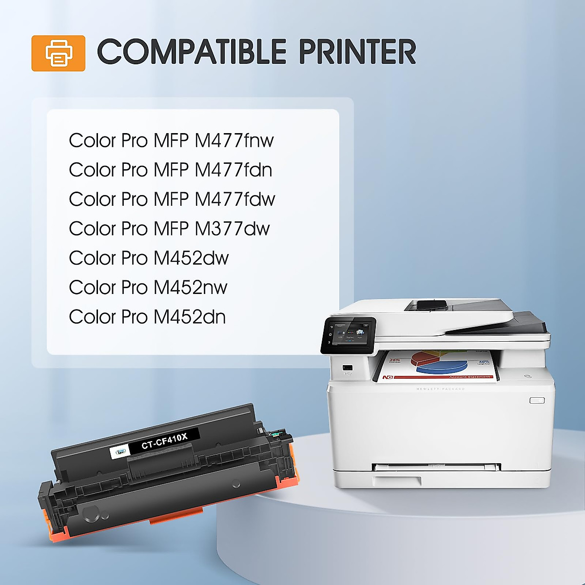 Cool Toner 4PK Compatible for HP 410X 410A CF410X CF410A M477FDW Toner Cartridge for HP Laserjet Pro MFP M477fdw M477fnw M477fdn Pro M452dn M452dw M452nw Toner Ink Printer - Black Cyan Yellow Magenta
