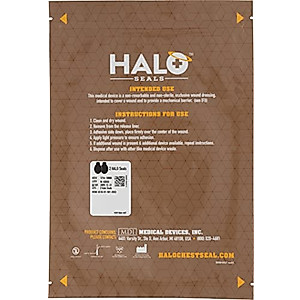 Halo Chest Seal High Performance Occlusive Dressing for Trauma Wounds, 2 Count