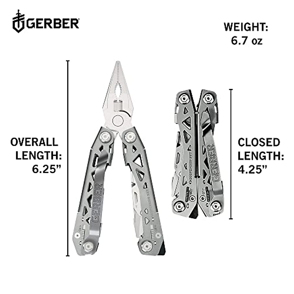 Gerber Gear 30-001364N Suspension-NXT, 15-in-1 Multitool Knife, Needle Nose Pliers Pocket Knife with Pocket Clip, EDC Gear, Steel