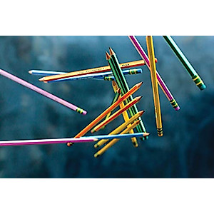 Ticonderoga X13910 Striped Wood-Cased Pencils, 2 HB Soft, Pre-Sharpened, 10 Count, Assorted Colors