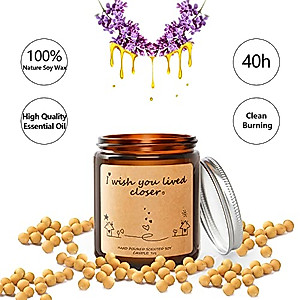 Impouo Candles Gifts for Women, Gifts for her/him - Birthday Gifts for Women, Long Distance Relationship Gifts - I Wish You Lived Closer, Lavender Scented Candles