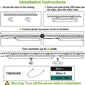 hykolity 6 Pack 8FT LED Shop Light Fixture, 80W Integrated LED Tube Light, 10000LM, 5000K Daylight, Linkable Shop Lights, 8 Foot T8 LED Tube Light for Garage,Warehouse, Workshop, Plug and Play, ETL