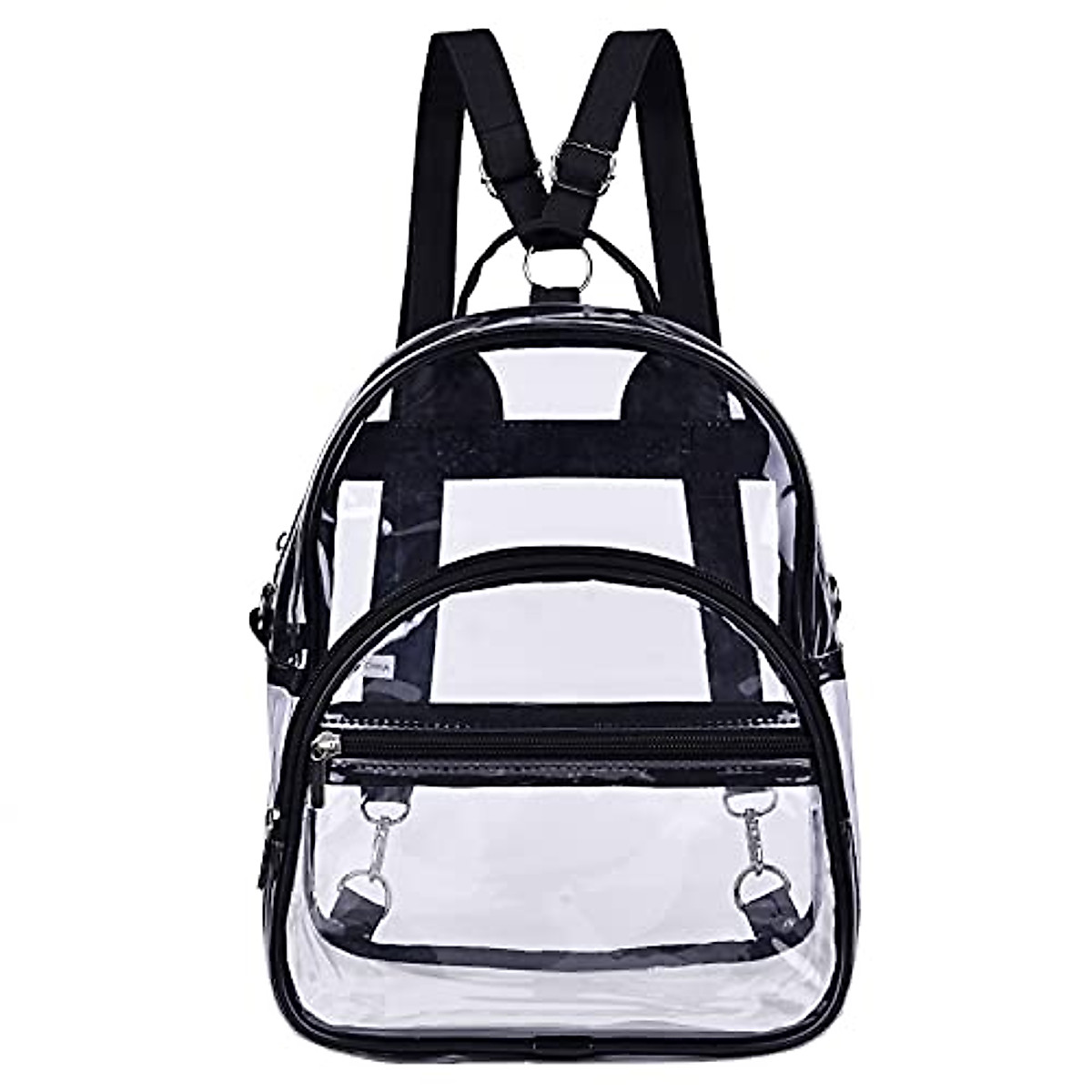 Oraben Small Clear Backpack Stadium Approved,Small Clear Purse Backpack Clear Cute Daypacks Convertible Shoulder Bag Clear Bag for Women Girls (Black,Small)