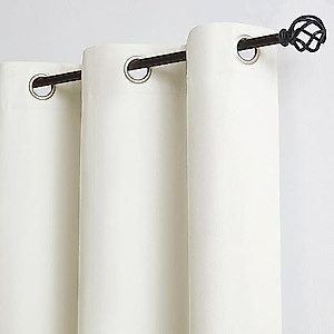 White Full Blackout Curtains for Living-Room with White Coating, Linen Textured Thermal Insulated Window Treatment Set for Bedroom Guest Room Hotel Energy Saving Curtain Panels Grommet Top 40"x84" 2pk