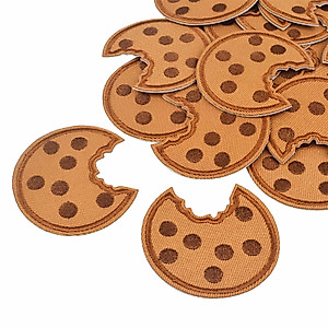 Jdesun 20pcs Cookie Embroidered Patches Chocolate Chip Cookie Iron on Patches Cute Embroidery Applique Sew on Patch for Clothes Hat Pants Shoes Sewing Craft Decoration