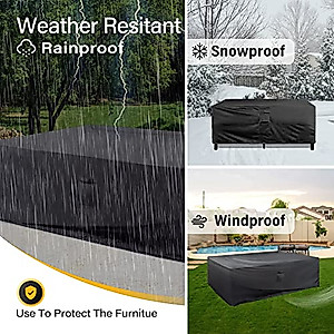 LAUSAINT HOME Patio Furniture Covers, Outdoor Furniture Set Cover Waterproof, Rectangular Outside Table and Chairs Cover, UV Resistant Anti-Fading with Storage Bag Included, 90 X 62 inch