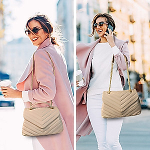 iKunst Qulited Crossbody Bags for Women, Large Fashion Purses and Handbags, PU Leather Shoulder bags with Adjustable Strap