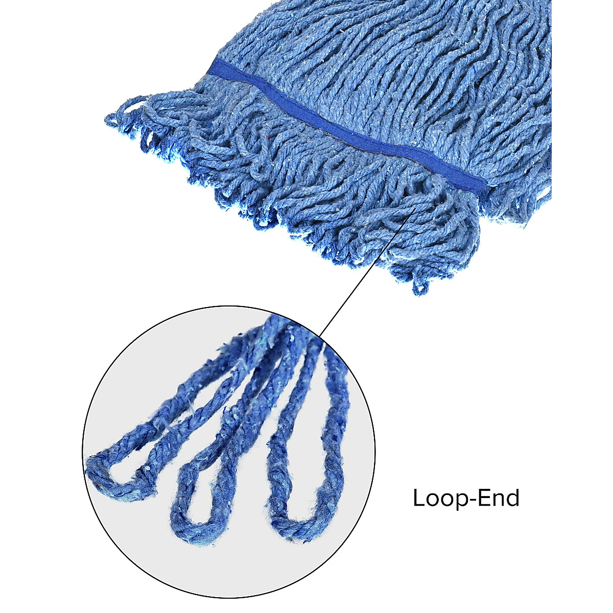 Alpine Industries Cotton Mop Head - Commercial Mop Head Replacement - 32 oz Cotton Blend, 5" Blue Loop End (12 Pack)