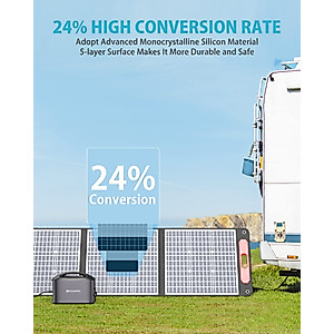 ELECAENTA 200W Portable Solar Panel, Ultra-Light/Only 11lbs, Flexible & Foldable Monocrystalline ETFE Solar Charger with Kickstand, IP54 Waterproof for Outdoors RV Camping Off Grid Adventures