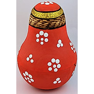 Needzo Santa Claus Christmas Wooden Decoration Gift for Kids Adults Hand Painted Roly Poly 3 1/2 Inch Tall, Hand Made Nevalyashka