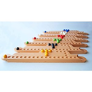 Udderly Awesome Jokers and Marbles Wooden Board Game | 2-8 Player Marble Board Game Setup | Also Known as Pegs and Jokers | A Holiday and Family Favorite Wooden Board Game
