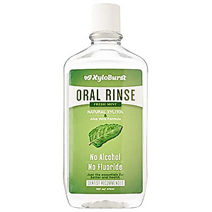 XyloBurst Fresh Breath Oral Rinse Mouth Wash with Natural Xylitol - Alcohol-Free, Fluoride Free, SLS Free Cool Mint (3 Pack 16 Ounce)