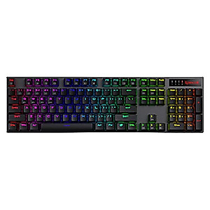 Redragon K556 PRO Upgraded Wireless RGB Gaming Keyboard, BT/2.4Ghz Tri-Mode Aluminum Mechanical Keyboard w/No-Lag Connection, Hot-Swap Linear Quiet Red Switch