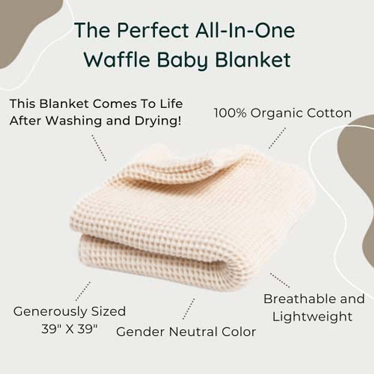 judith + lain Waffle Baby Blanket Boho Knit Swaddle - 39"x39" Neutral Receiving Blankets 100% Cotton | Gender Neutral Baby Registry Newborn Essentials