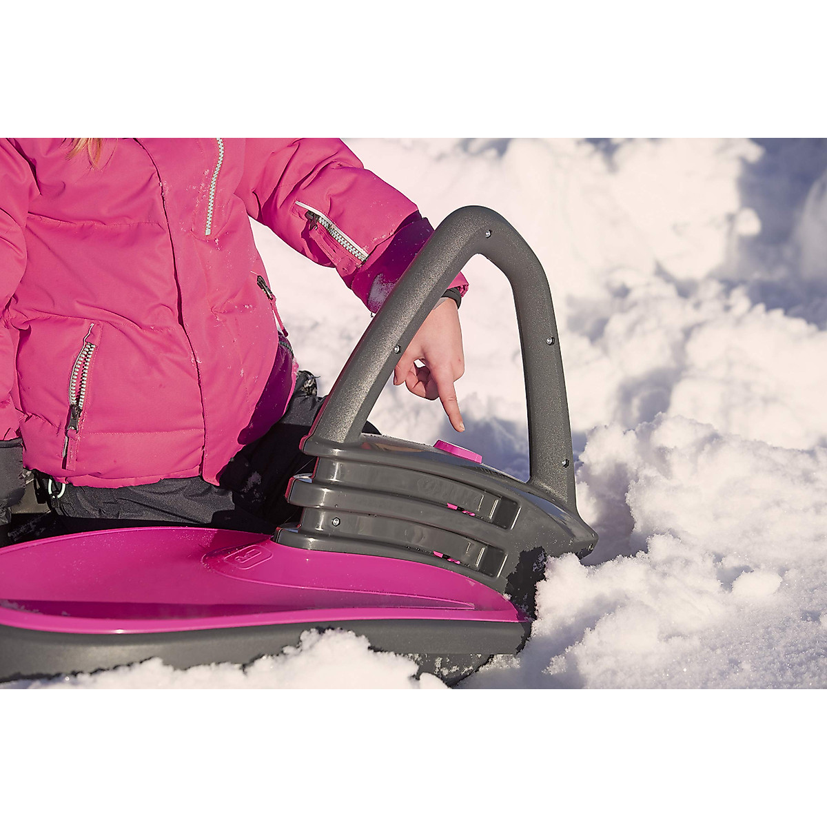 Gizmo Riders Skidrifter by Plastkon Snow Slope Racer Snow Sled for Kids or Adults with Advanced Manual Stability Program Button in Pink