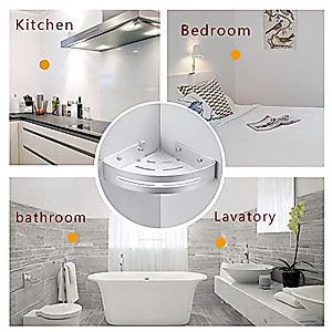 BESy Shower Corner Caddy Bathroom Shower Corner Shelf with Two Hooks, Self Adhesive with Glue or Wall Mount with Screws,Heavy Duty Aluminum 2 Tier Storage Shelves Triangle Baskets,Dull Polished Silver