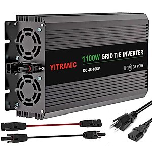 YITRANIC 1100 Watt Grid Tie Solar Inverter DC 46V - 114V to AC 110V 120V 60Hz with MPPT Function