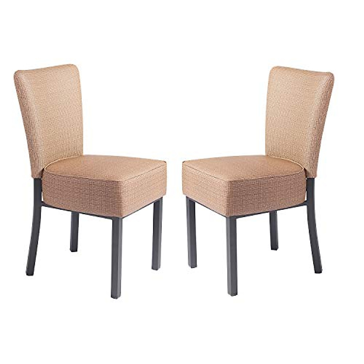 KARMAS PRODUCT Modern PU Leather Upholstered Chairs 19 Inch Padded Dining Chairs with Steel Legs White (Brown)