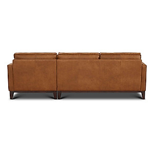 Pimlico 100 Percent Top Grain Leather L-Shaped Sectional with Chaise, Right Arm Facing, Brown