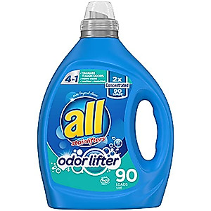 all with stainlifters Odor Lifter, Laundry Detergent Liquid, 2X Concentrated, Tackles Tough Odors for Super Sporty Families, 90 Loads