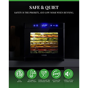 Stainless Steel GDOR Food Dehydrator with 8 Trays, Digital Adjustable Timer & Tempe Control Food Dryer Machine for Jerky, Vegetable, Fruit, Meat, Dog Treat, Herb, and Yogurt, Include More Accessories